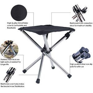 Camping Stool,Portable Chair 12.6 inch Large-Size Lightweight Camping Stool, Stainless Steel Outdoor Foldable Chair for Camping, Travel, Hiking, BBQ, Fishing, Garden, Beach(Black Large)