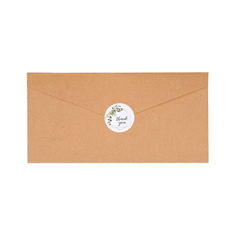 Thank You Stickers 500pcs A Roll, 1.5 inch Small Business Label 4 Greenery Designs Paper Mail Stickers for Envelope Gift Bags Treat Box