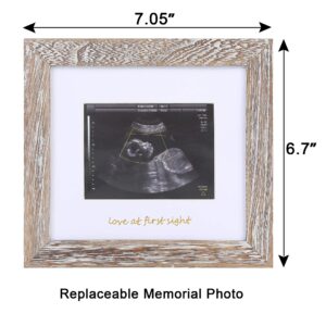 IHEIPYE Baby Love at First Sight Sonogram Keepsake Frame - Ultrasound Picture Frame - Pregnancy Announcement Frame for Expecting Parents, Gender Reveal Party, Grandparents, Rustic White