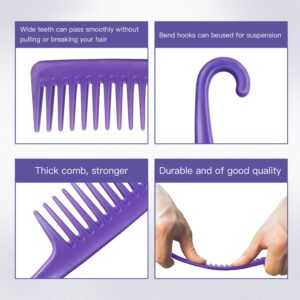 Wapodeai Wide Tooth Comb Detangling Hair Brush, Premium Care Handgrip Comb, Apply to For Curly, Wet, Dry, Thick Hair Etc. (Purple)