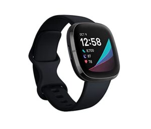 fitbit sense advanced smartwatch with tools for heart health, stress management & skin temperature trends, carbon/graphite, one size (s & l bands included)