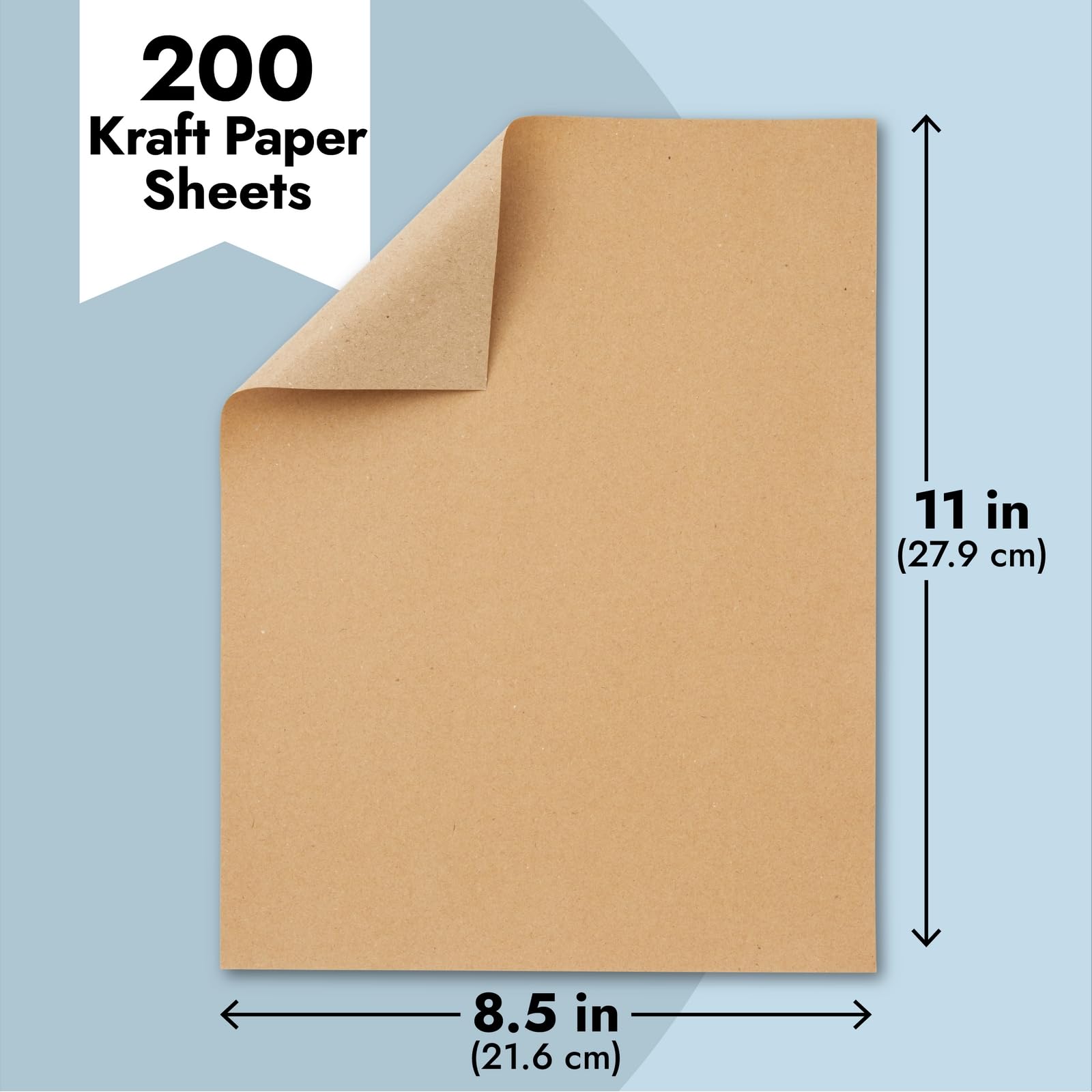 Bright Creations 200 Pack Brown Craft Paper for DIY Projects, Classroom, Letter Size Kraft Paper Material Sheets, 130gsm (8.5 x 11 In)