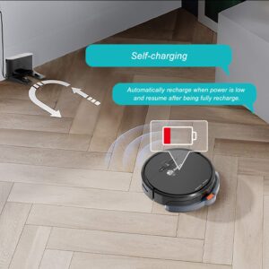 Holove Robot Vacuum Cleaner and Dry Mopping Sweeper, Slim D2 WiFi 1800PA Strong Suction with Automatic Self-Charging, Robotic Vacuum Cleaner for Pet Hair, Hard Floor and Low Pile Carpet