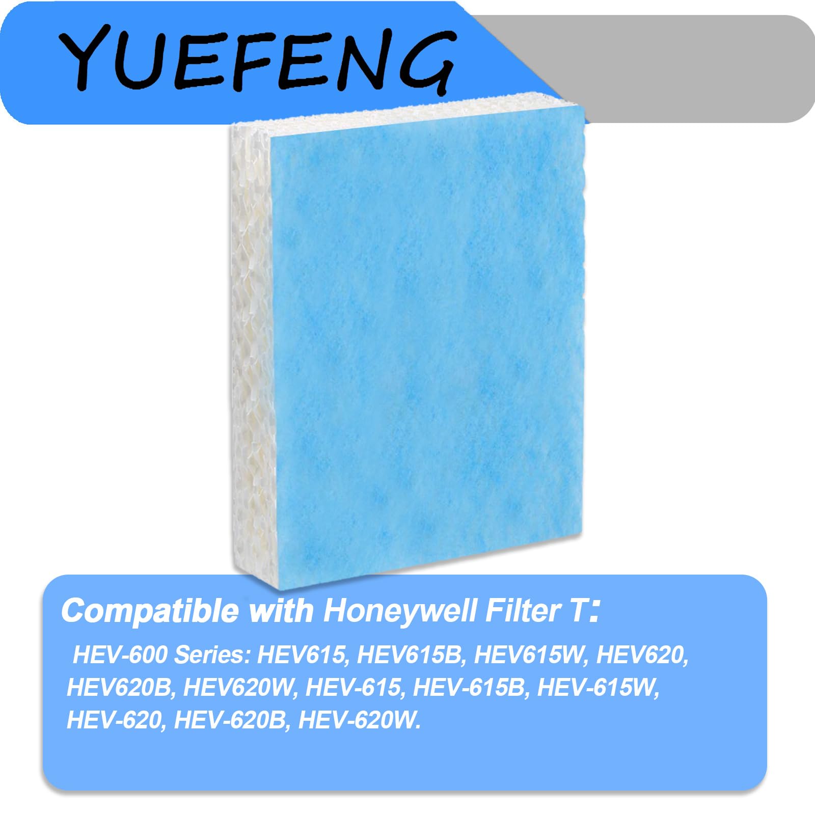 YUEFENG Humidifier Replacement Filter T for Honeywell Top Fill Humidifier HEV615 and HEV620 Humidifier Wicks, Compatible with Part # HFT600, HFT600T, HFT600PDQ (6pcs)