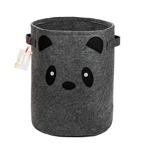 Kids’ Collapsible Laundry & Toy Basket – Felt Baby Hamper with Strong Handles & Cute Design – Kids & Baby Laundry Basket for Boys & Girls, Storage, Organization, Nursery by Sannomiya - Panda