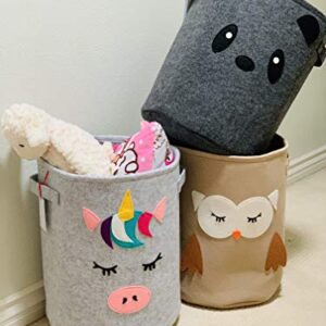 Kids’ Collapsible Laundry & Toy Basket – Felt Baby Hamper with Strong Handles & Cute Design – Kids & Baby Laundry Basket for Boys & Girls, Storage, Organization, Nursery by Sannomiya - Panda