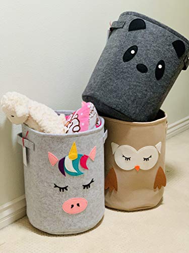 Kids’ Collapsible Laundry & Toy Basket – Felt Baby Hamper with Strong Handles & Cute Design – Kids & Baby Laundry Basket for Boys & Girls, Storage, Organization, Nursery by Sannomiya - Panda