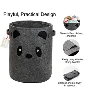 Kids’ Collapsible Laundry & Toy Basket – Felt Baby Hamper with Strong Handles & Cute Design – Kids & Baby Laundry Basket for Boys & Girls, Storage, Organization, Nursery by Sannomiya - Panda