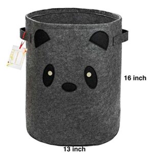 Kids’ Collapsible Laundry & Toy Basket – Felt Baby Hamper with Strong Handles & Cute Design – Kids & Baby Laundry Basket for Boys & Girls, Storage, Organization, Nursery by Sannomiya - Panda