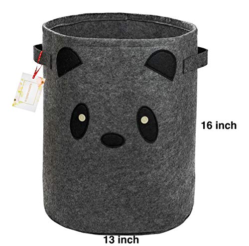 Kids’ Collapsible Laundry & Toy Basket – Felt Baby Hamper with Strong Handles & Cute Design – Kids & Baby Laundry Basket for Boys & Girls, Storage, Organization, Nursery by Sannomiya - Panda