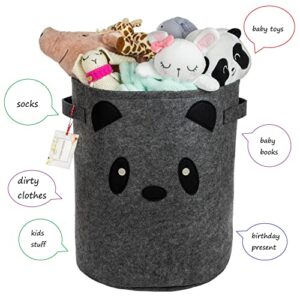 Kids’ Collapsible Laundry & Toy Basket – Felt Baby Hamper with Strong Handles & Cute Design – Kids & Baby Laundry Basket for Boys & Girls, Storage, Organization, Nursery by Sannomiya - Panda