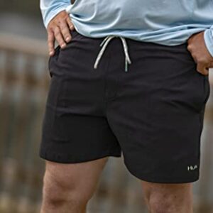 HUK Men's Standard Volley 5.5" Elastic Waist Quick-Dry Swim Shorts, Black, X-Large