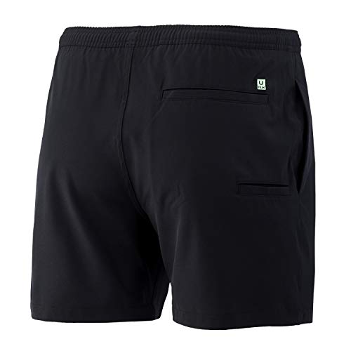 HUK Men's Standard Volley 5.5" Elastic Waist Quick-Dry Swim Shorts, Black, X-Large