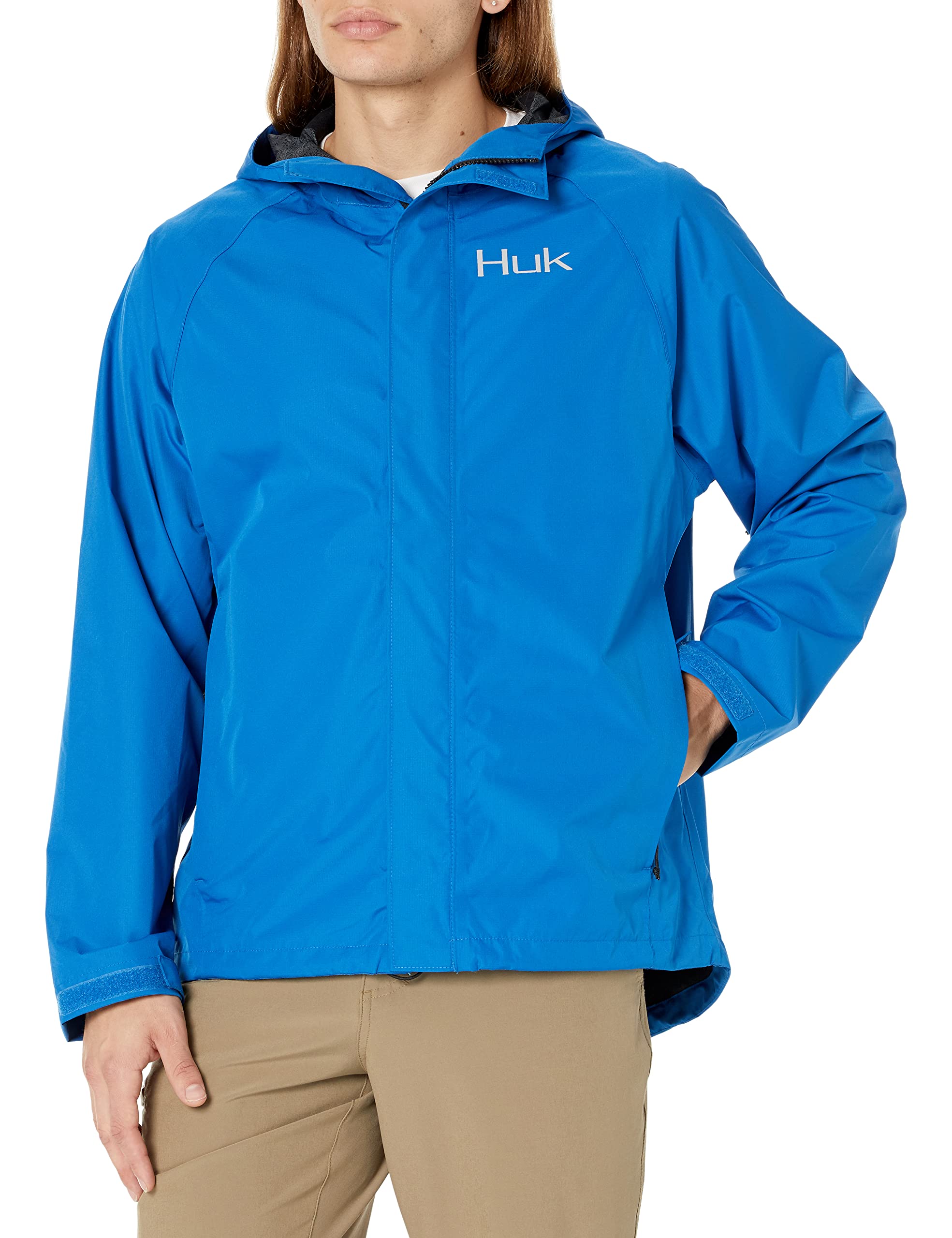 HUK Men's Gunwale Rain Water & Wind Proof Jacket, Blue, X-Large