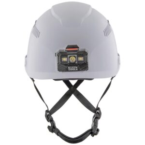 Klein Tools 60150 Safety Helmet, Vented, Rechargeable Headlamp, Tested to Tough Industrial Hard Hat Safety Standards, White