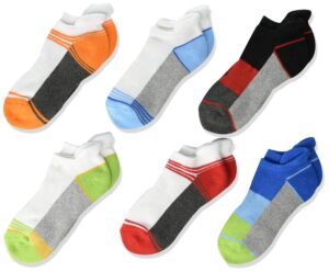 jefferies socks boy's sport tab half cushion low cut socks 6 pack, multi, medium