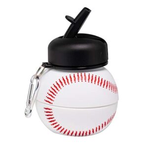 Maccabi Art Clip-On Collapsible BPA-Free Silicone Baseball Water Bottle for Kids, 18 Oz. Size