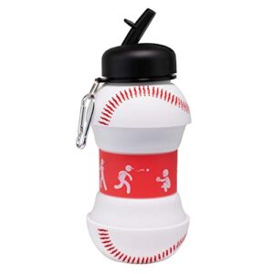 Maccabi Art Clip-On Collapsible BPA-Free Silicone Baseball Water Bottle for Kids, 18 Oz. Size