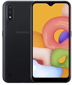 samsung galaxy a01 (32gb, 2gb ram) 5.7", dual rear camera, snapdragon 439, dual sim gsm unlocked us 4g lte (t-mobile, at&t, metro, straight talk) international model a015m/ds (64gb sd bundle, black)