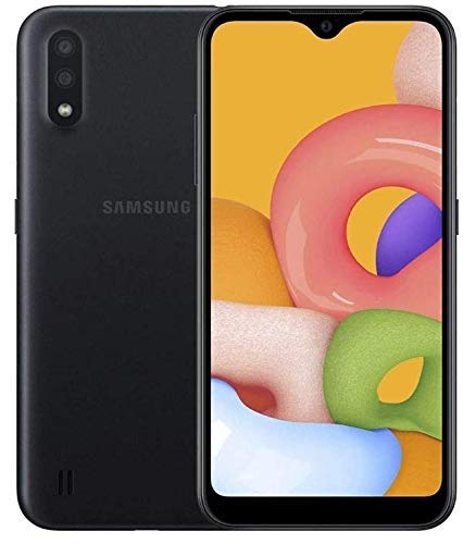 Samsung Galaxy A01 (32GB, 2GB RAM) 5.7", Dual Rear Camera, Snapdragon 439, Dual SIM GSM Unlocked US 4G LTE (T-Mobile, AT&T, Metro, Straight Talk) International Model A015M/DS (64GB SD Bundle, Black)