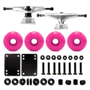 vj 5.25 139mm skateboard trucks (silver), skateboard wheels 52mm, skateboard bearings, skateboard pads, skateboard hardware 1.25" (52mm pink)…