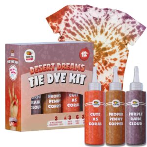 doodle hog coral, orange, purple tie dye colors tie dye kit – custom clothing dye with 6 refills for summer activities for kids - tie dye supplies with aqua tie dye techniques guide diy