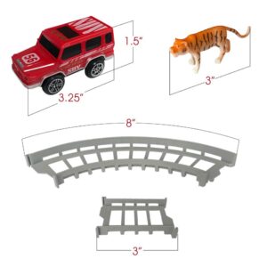 ArtCreativity Battery Operated SUV Playset for Kids, Adventure Play Set with 3 Animal Figurines, 10 Tracks, and SUV Safari Car with Lights and Sounds, Best Car Gifts for Boys and Girls