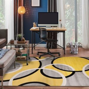 Rugshop Contemporary Abstract Circles Easy Maintenance for Home Office,Living Room,Bedroom,Kitchen Soft Area Rug 6'6" x 9' Yellow