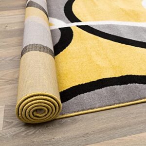 Rugshop Contemporary Abstract Circles Easy Maintenance for Home Office,Living Room,Bedroom,Kitchen Soft Area Rug 6'6" x 9' Yellow