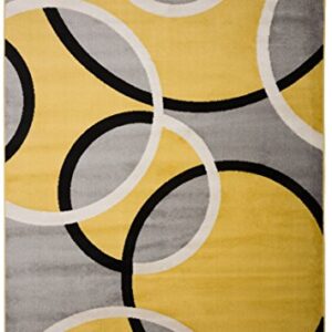 Rugshop Contemporary Abstract Circles Easy Maintenance for Home Office,Living Room,Bedroom,Kitchen Soft Area Rug 6'6" x 9' Yellow