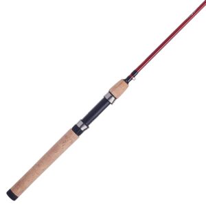 berkley 6’ cherrywood hd spinning rod, one piece spinning rod, 6-14lb line rating, medium rod power, fast action, 1/8-3/4 oz. lure rating, red