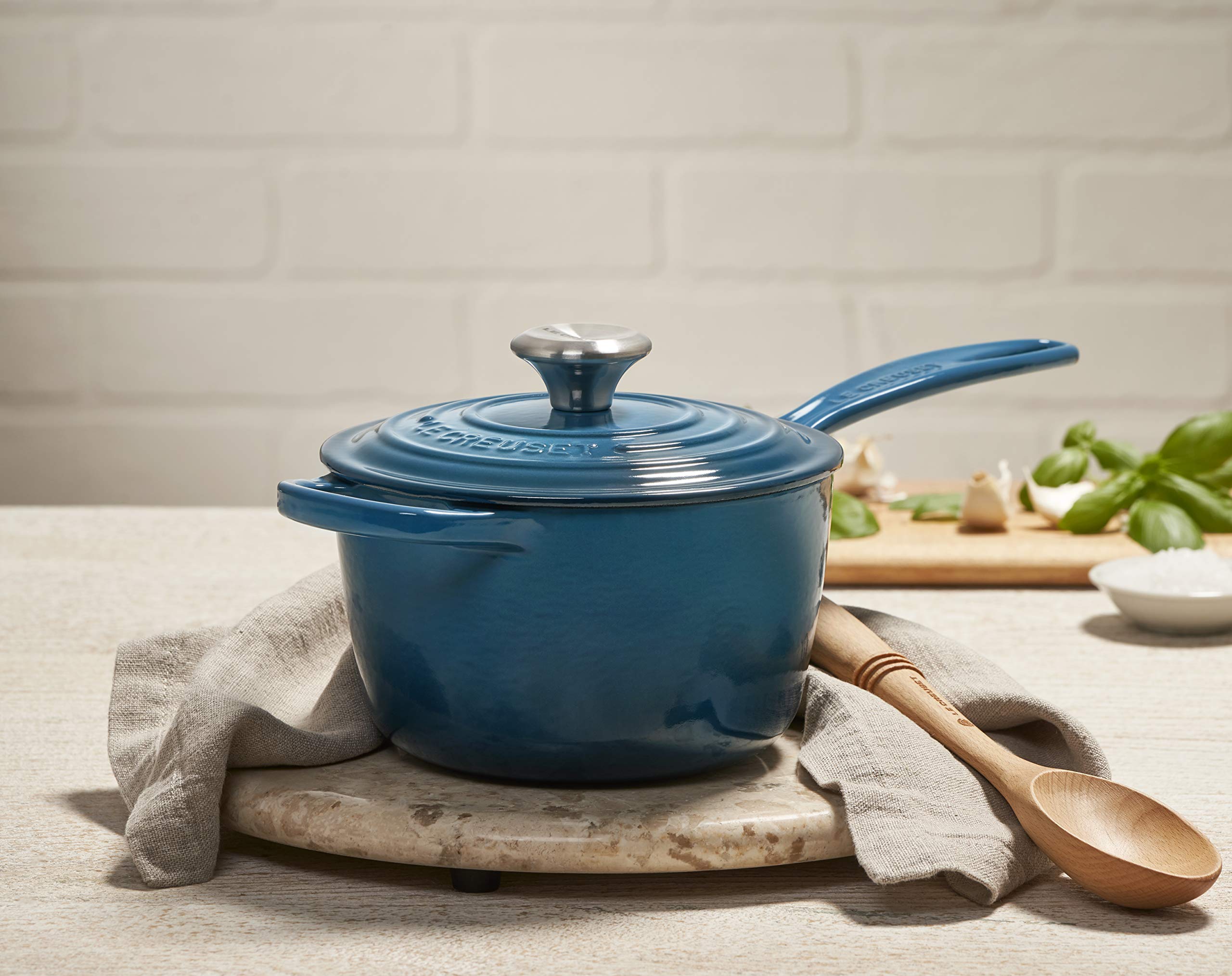 Le Creuset Enameled Cast Iron Signature Saucepan, 1.75 qt., Deep Teal