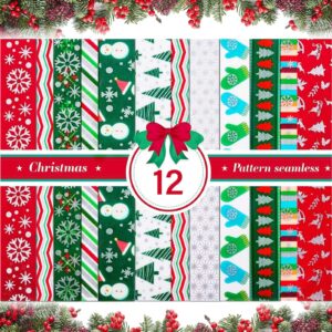 Christmas Washi Tape - 12 Rolls Holiday Washi Tapes 3 Sizes Red Green Christmas Duct Tape Silver Foil Masking Tape Assortment Xmas Tape for Christmas Scrapbook Journal DIY Craft Gift Wrapping