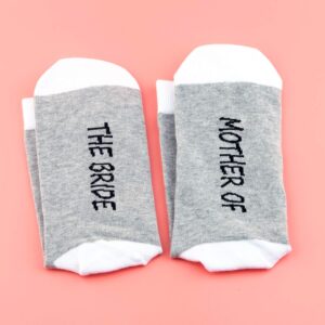 LEVLO Wedding Gift Mother of the Bride Socks Mother of the Groom Gift Bridal Party Socks Mother In Law Gift (2 Pairs/Set-Mid Calf-1-Mother of Bride)