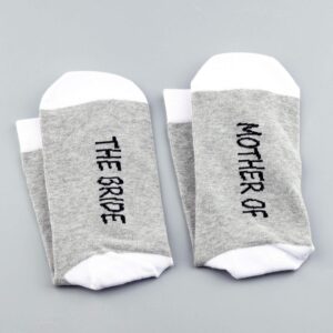 LEVLO Wedding Gift Mother of the Bride Socks Mother of the Groom Gift Bridal Party Socks Mother In Law Gift (2 Pairs/Set-Mid Calf-1-Mother of Bride)