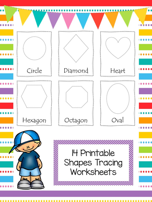 14 Printable Shapes Tracing Worksheets