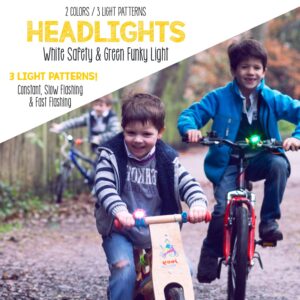 Hornit Mini, Bike & Scooter Horn and Safety Light for Children and Kids, 25 Sound Effects, 6 Light Modes: White Safety Light and Funky Green Light, Black/Black