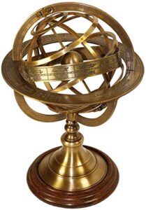 brass antique finish armillary celestial globe with zodiac engravings