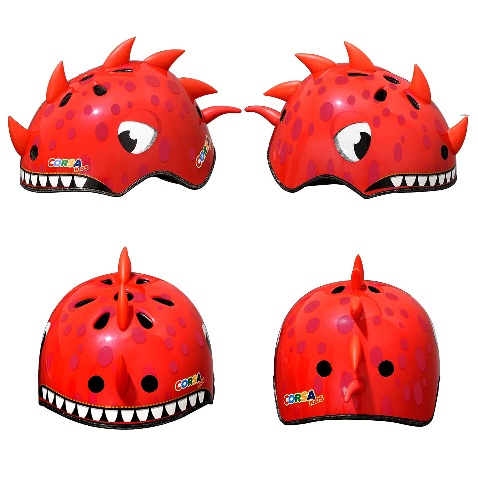 Kids Bike Helmet, Red Dinosaur Toddler Bike Helmets for Kids Ages 2-4 Years Old Boys Girls Lightweight Multi-Sport Helmet for Safety Cycling Skateboard Scooter Skating