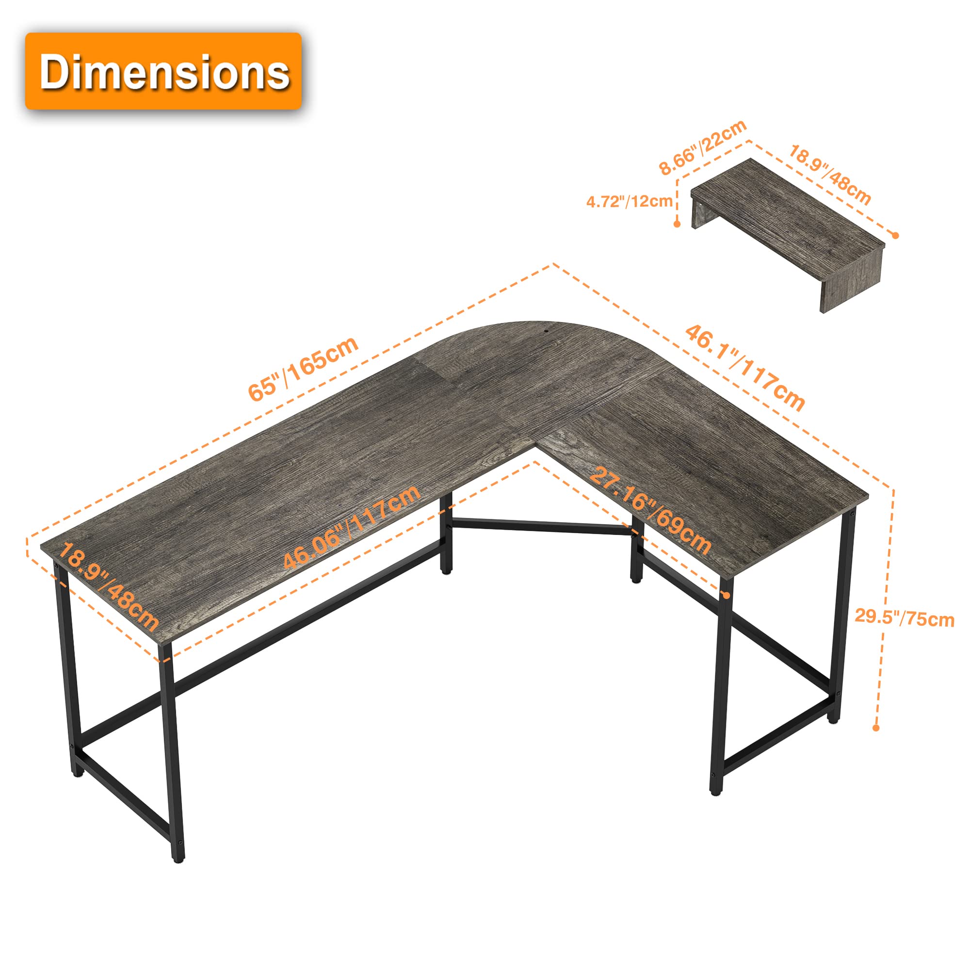 Weehom Reversible L Shaped Gaming Computer Desk, 66 Inch Large Home Office Corner Desk Study Writing Work Table PC Workstation Wooden Table