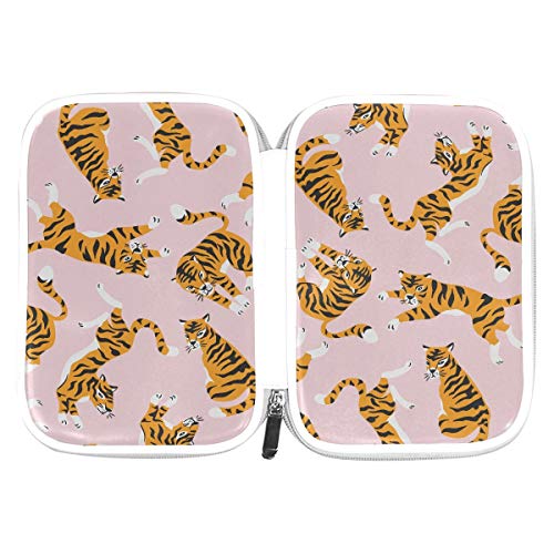 High Capacity Zipper Pen Pencil Case Organizer Cute Tigers On Pattern Multi-Functional Stationery Pencil Pouch Holder Colored Pencil Bags Pencil Box for School Office Student Teen Boy Men Adult Gift