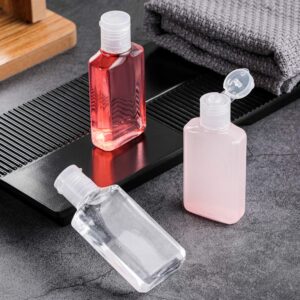 50 Pieces Clear Empty Travel Bottles 30 ml/ 1 oz Flip Cap Empty Container Portable Refillable Flip-top Bottles for Travel Outdoor Camping Business Trip