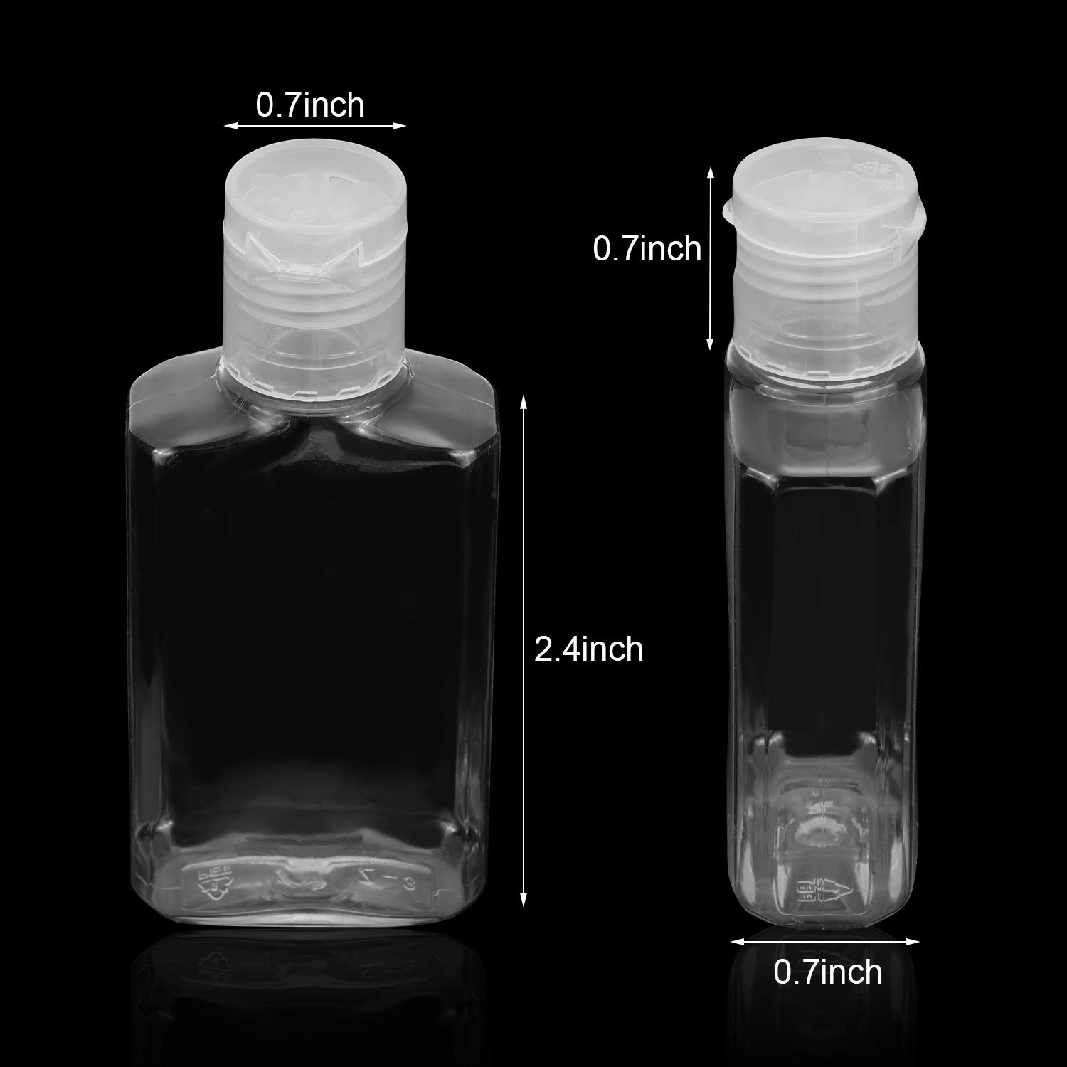 50 Pieces Clear Empty Travel Bottles 30 ml/ 1 oz Flip Cap Empty Container Portable Refillable Flip-top Bottles for Travel Outdoor Camping Business Trip