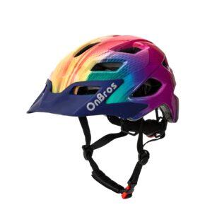 onbros kids bike helmet - bike helmet for 5-14 boys or girls with visor, children bicycle helmet for skateboard mountain scooter road cycling, lightweight and adjustable 50-57cm