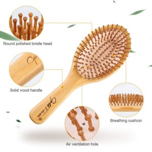 BestFire 6 in 1 Hair Brush Comb for Men Women Handle Bamboo Bristle Hairbrush Set with Tail Comb, Tooth Comb, Double Head Comb, 3 Different Air Cushion Massage Brush for Massaging Scalp