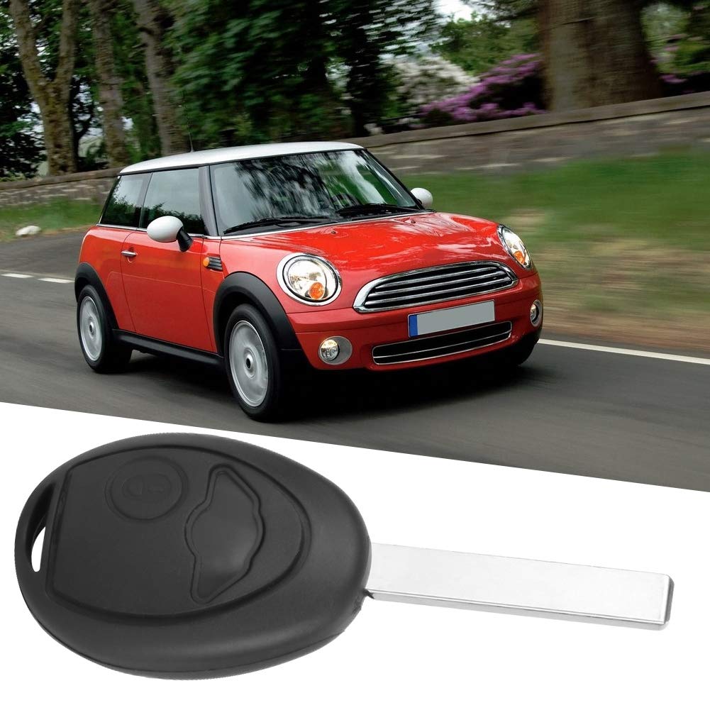 Qiilu Replacement Car Remote Key Fob Case, 2 Buttons Car Remote Key Shell Cover Fit for Mini One Cooper S R50 Black