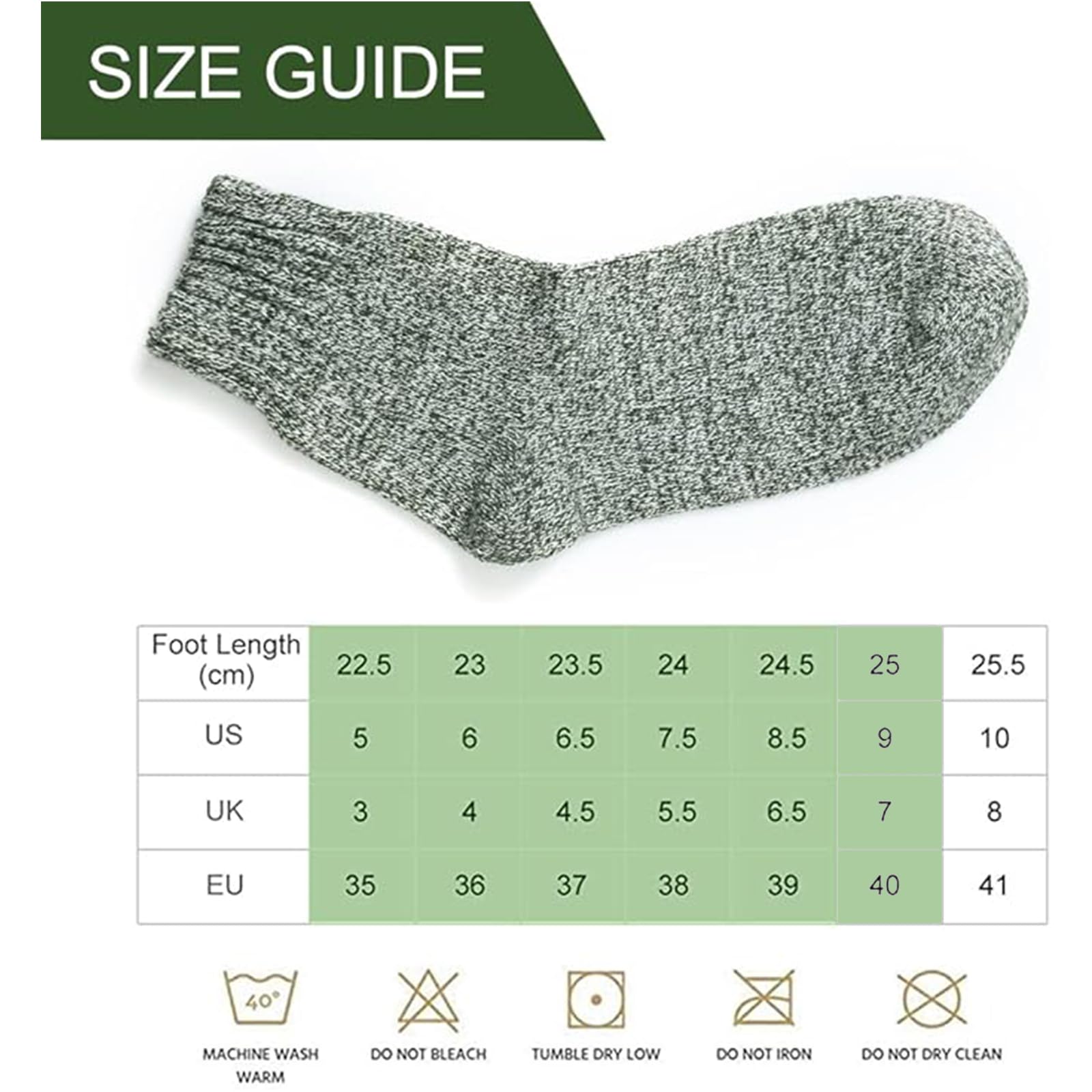 FYC Winter Womens Socks Wool Warm Thick Knit Cozy Crew Casual Vintage Soft Socks for Women Christmas Gifts Socks 5 Pairs