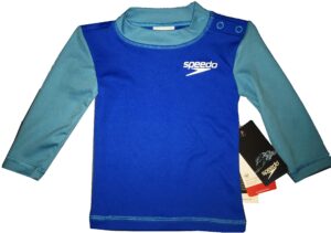 speedo uv long sleeve swim tee - kids extra small - blue