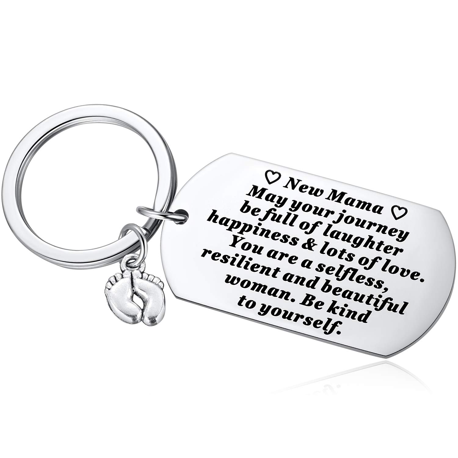 Ralukiia Pregnancy Announcement Gifts for First Time Mom to be New Mama Baby Footprints Keychain for Expecting Mommy Mother Day Baby Shower