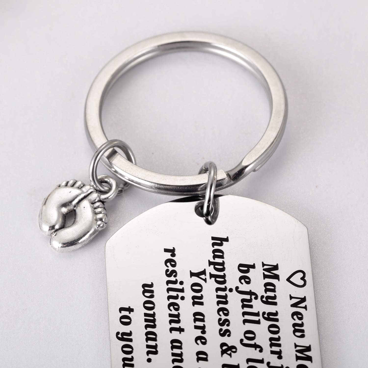 Ralukiia Pregnancy Announcement Gifts for First Time Mom to be New Mama Baby Footprints Keychain for Expecting Mommy Mother Day Baby Shower